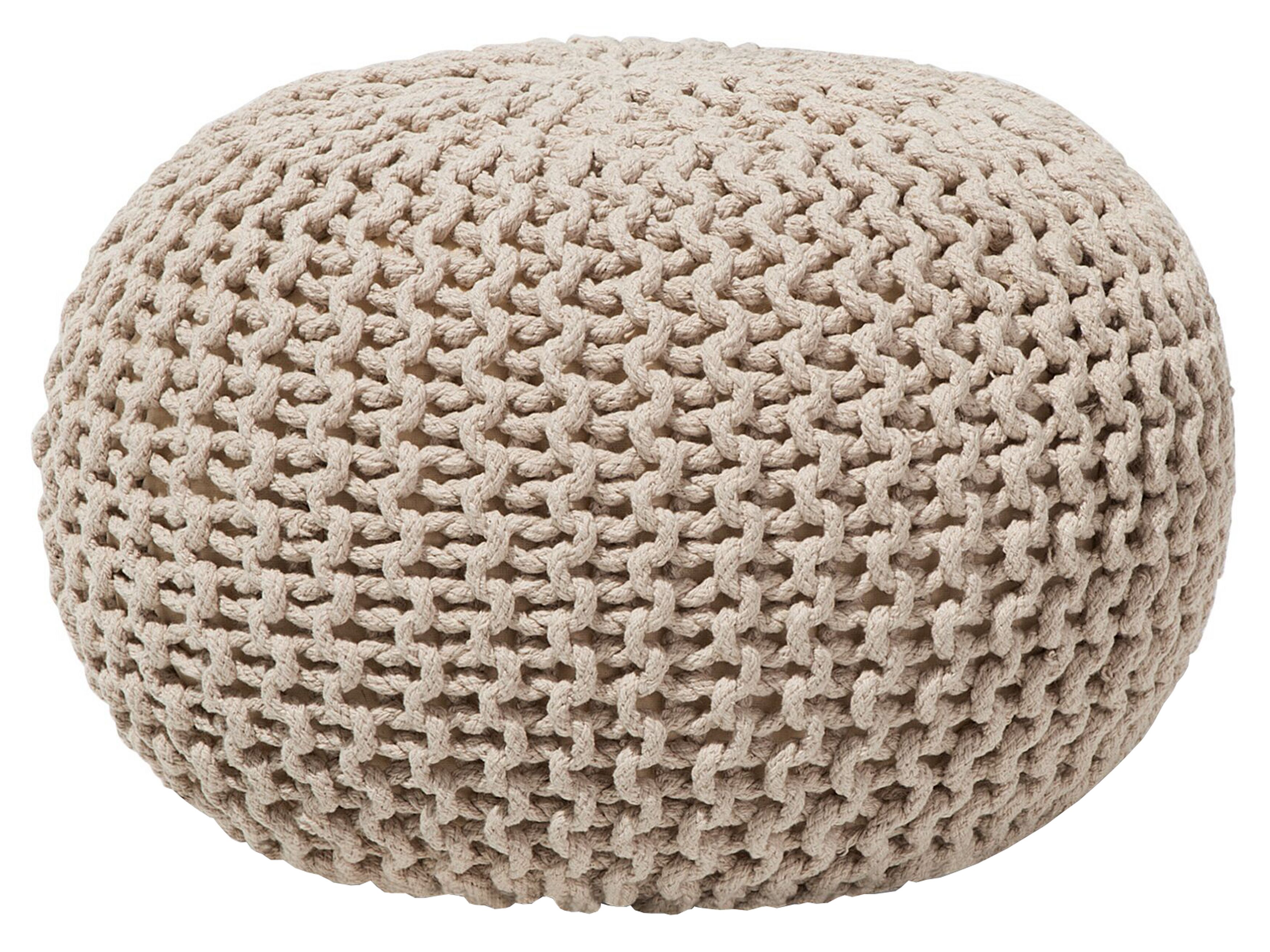 Pouffe CONRAD Cotton Light Beige 40 cm 40 cm 25 cm | Beliani.co.uk