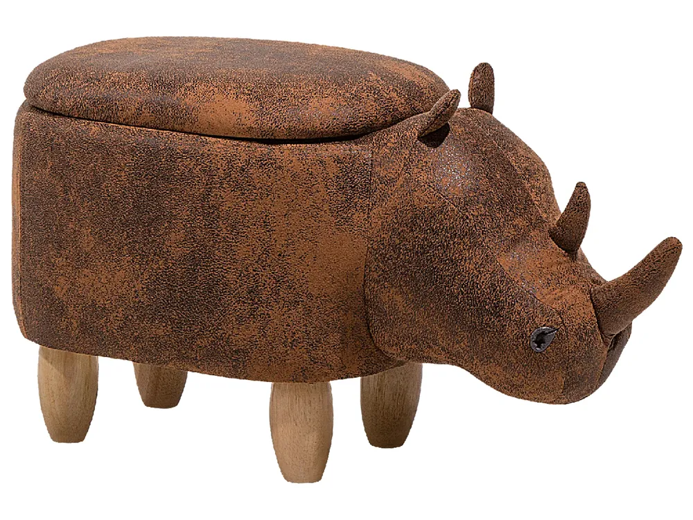 Storage Animal Stool RHINO Faux Leather Light Brown | Beliani.co.uk