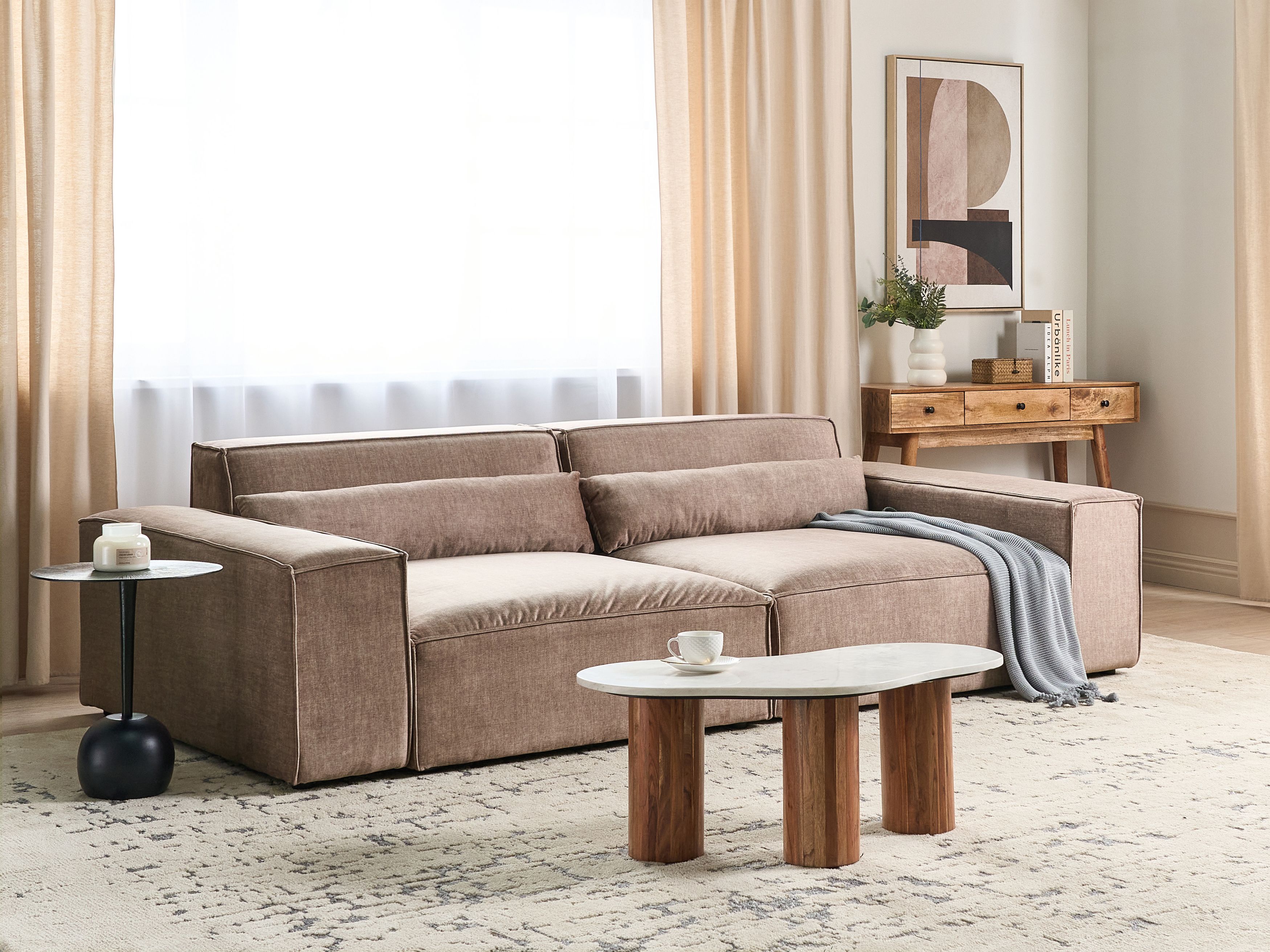 2-Sitzer Sofa hellbraun HELLNAR | Beliani.de