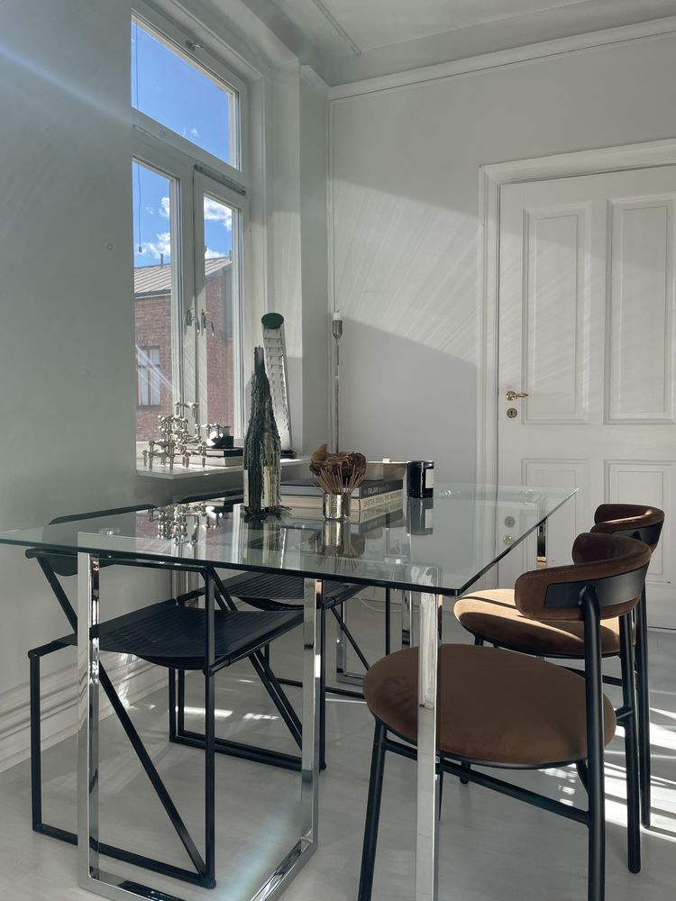 Glass dining table cb2 store