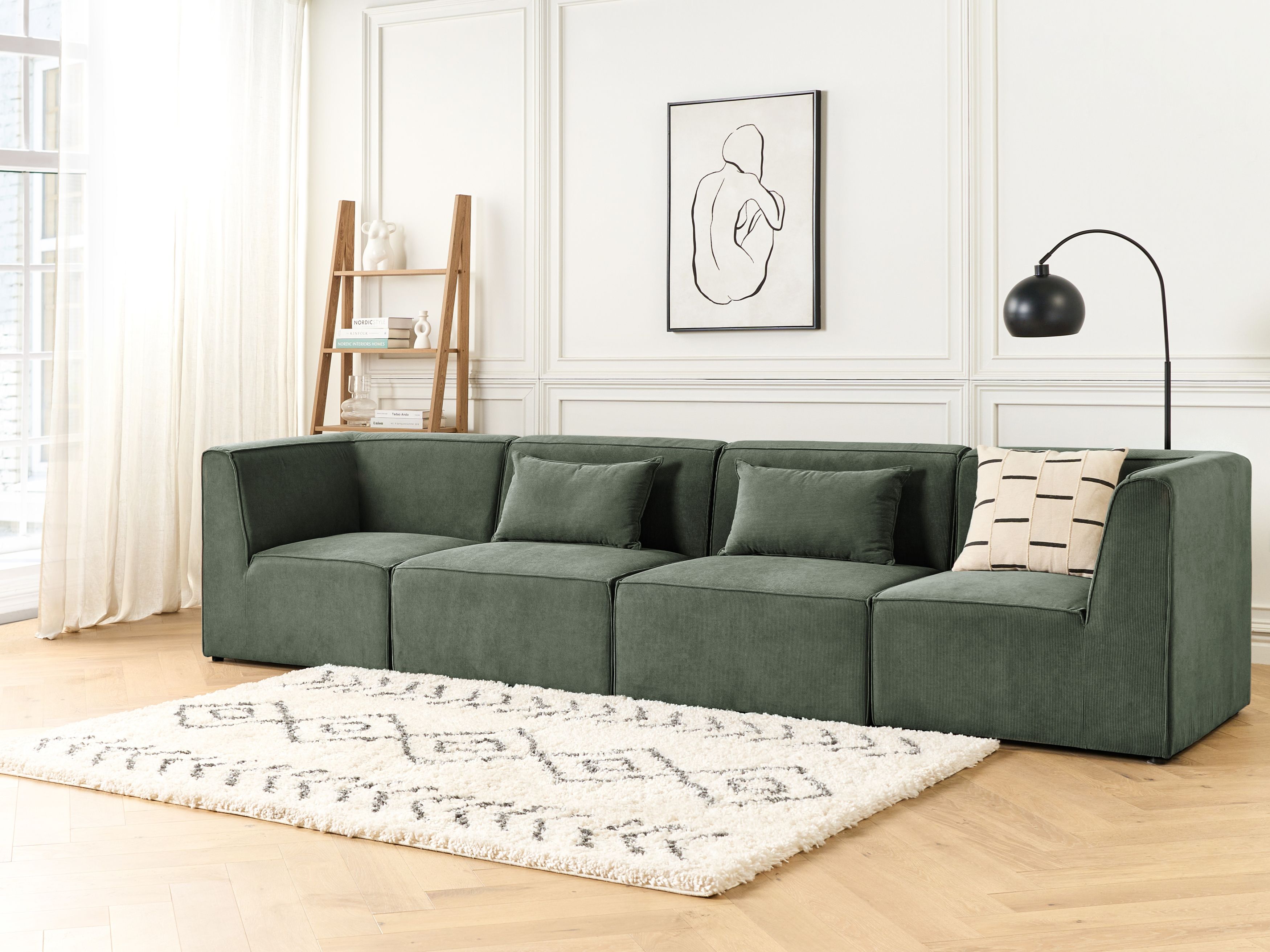 4-Sitzer Sofa Cord dunkelgrün LEMVIG | Beliani.ch