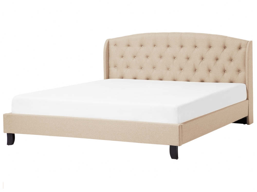 Fabric EU Super King Size Bed Beige BORDEAUX Beliani
