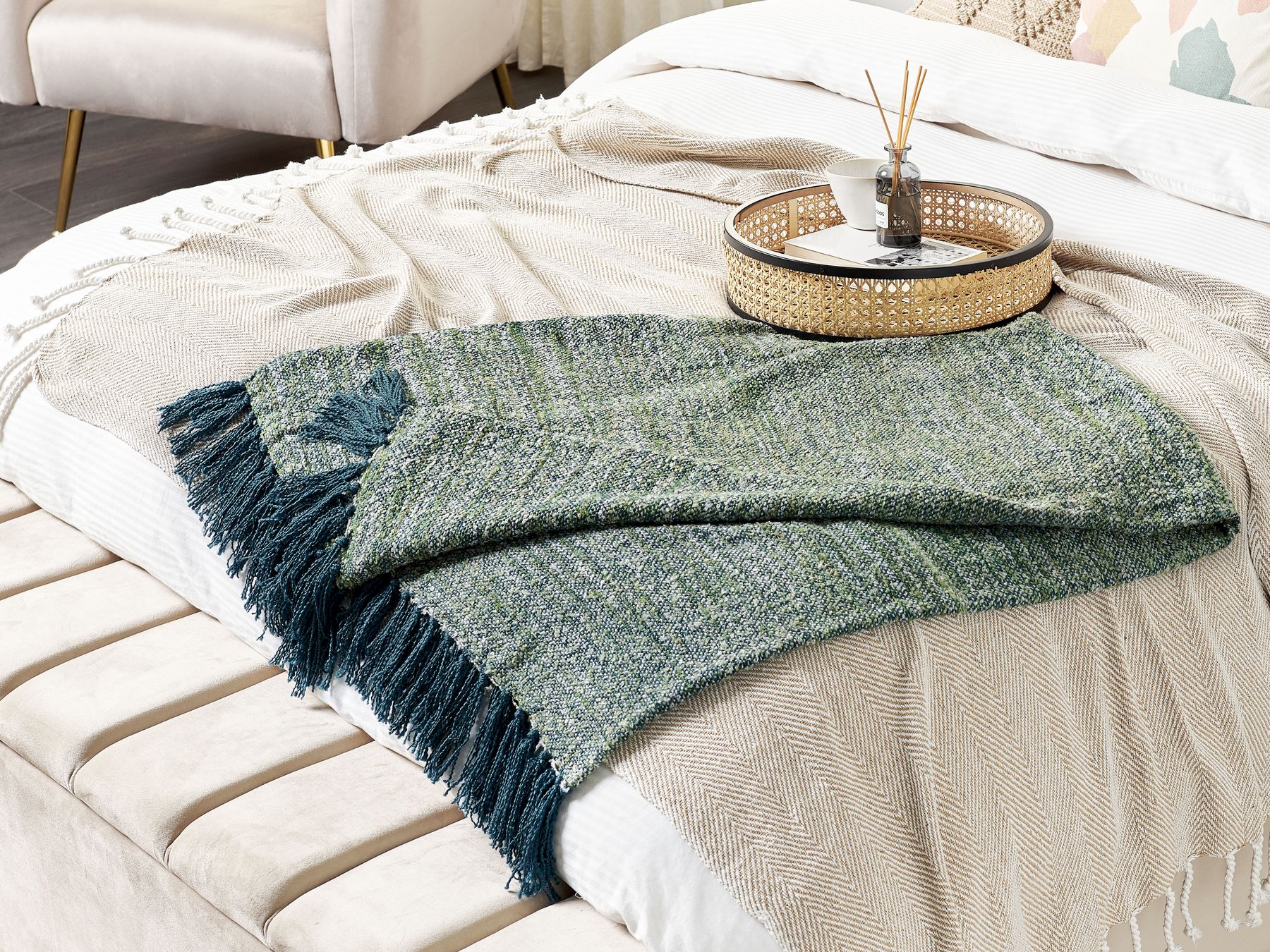 Plaid PAIRE 130 x 170 cm Blågrøn | Beliani.dk