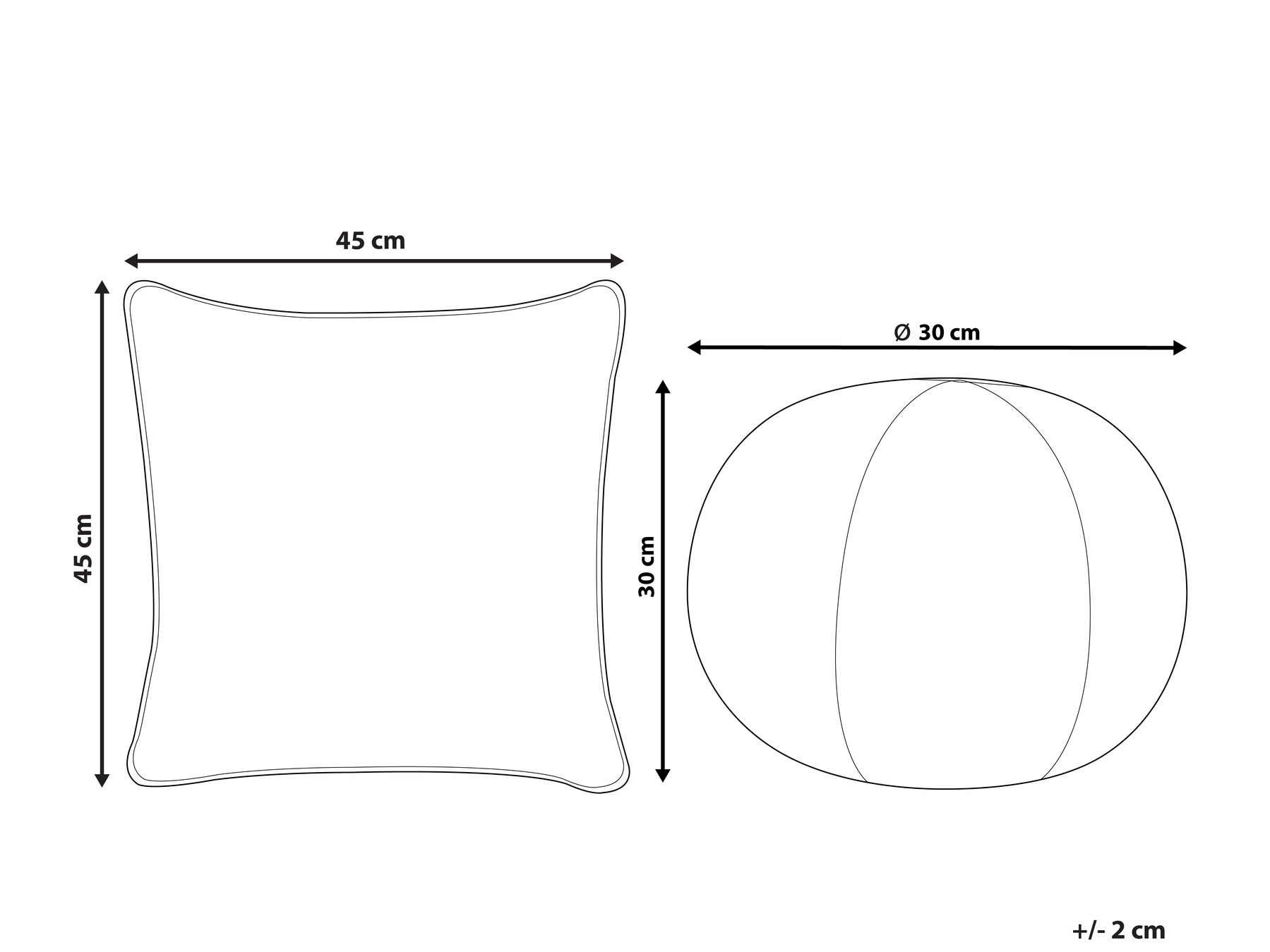 Set of 2 Decorative Cushions MARANTA Corduroy 30 x 30 cm 45 x 45 cm Off ...