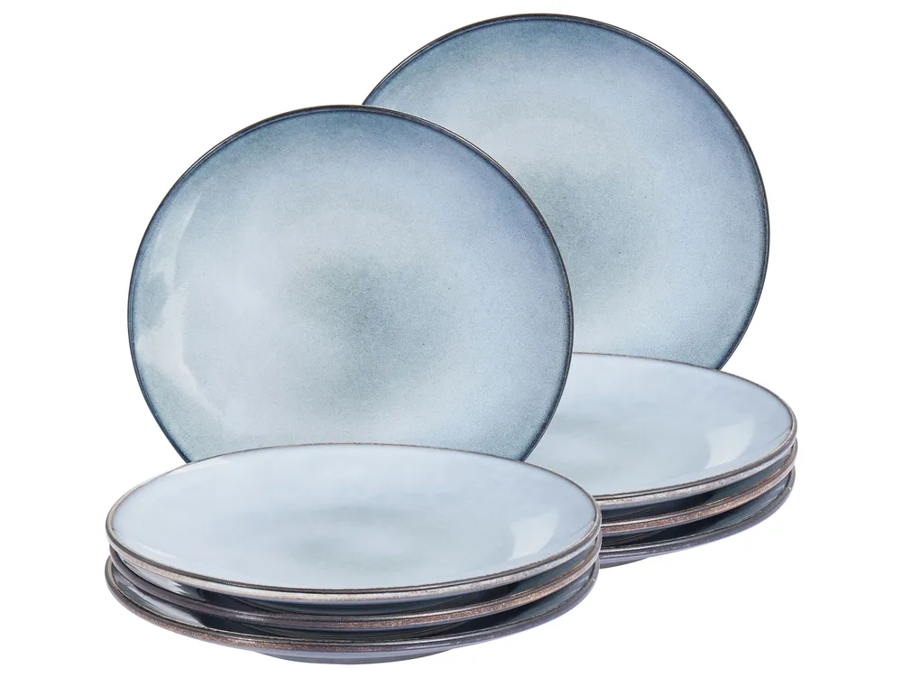 Set van 4 dinerborden JUNIPER Steengoed Lichtblauw | Beliani.nl