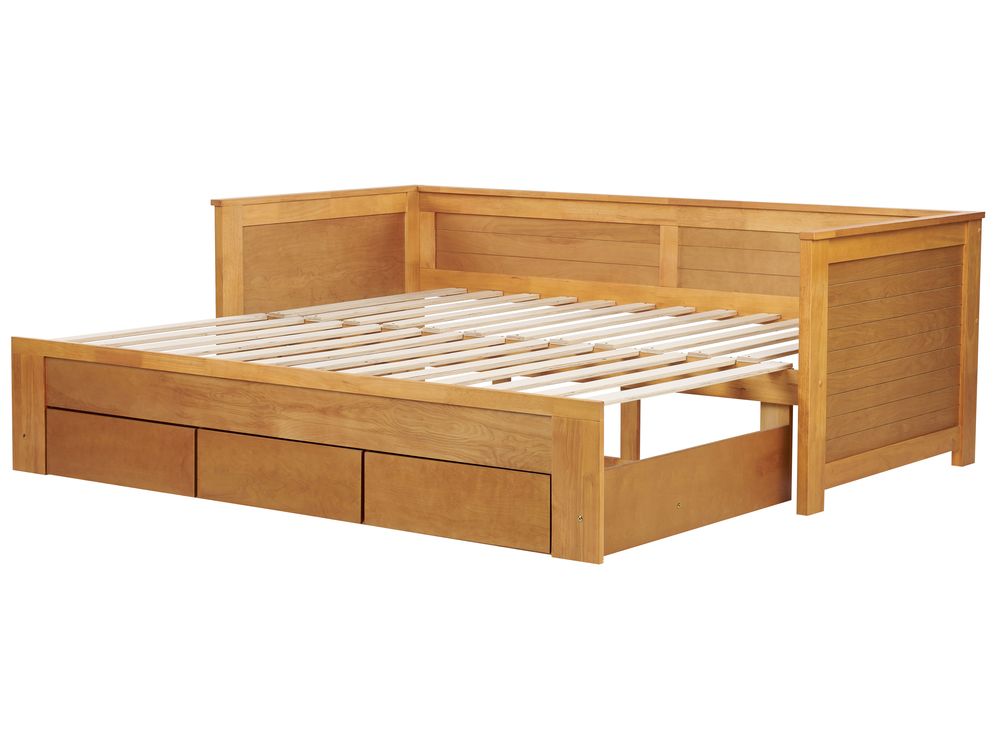 Wooden EU Single to Super King Size Daybed with Storage Light CAHORS Beliani