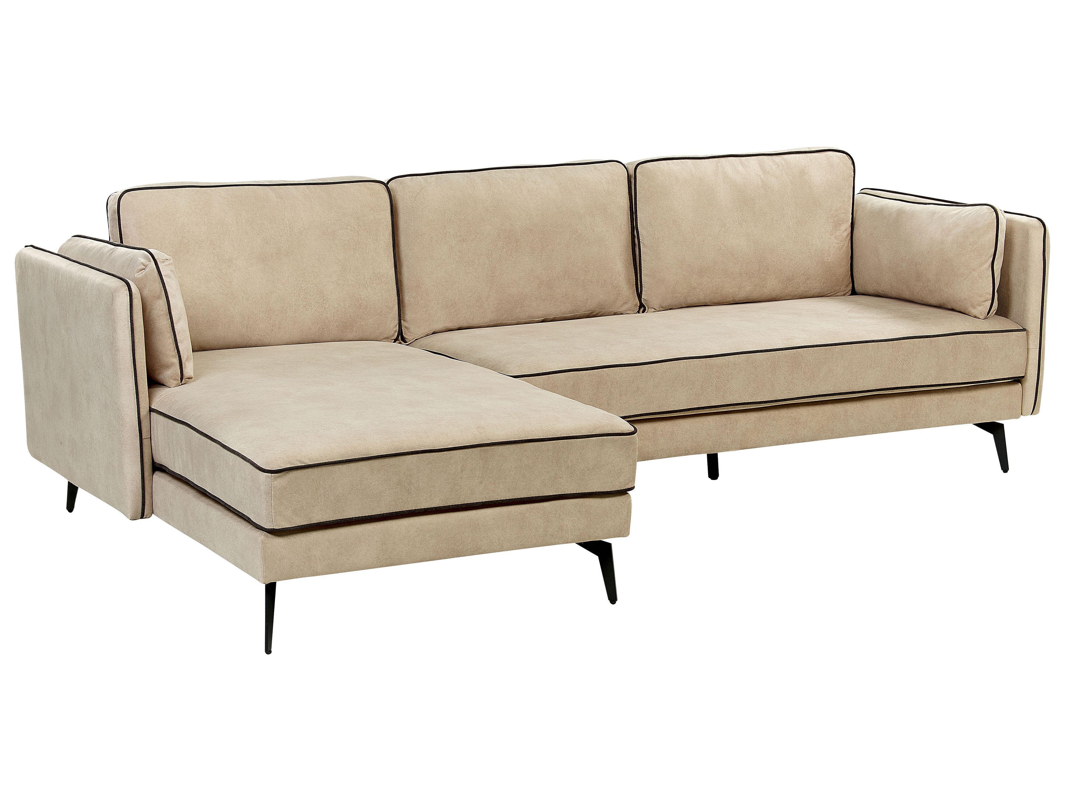 Corner Sofa ALTAN Velvet Beige 3 Seater Right Hand | Beliani.co.uk