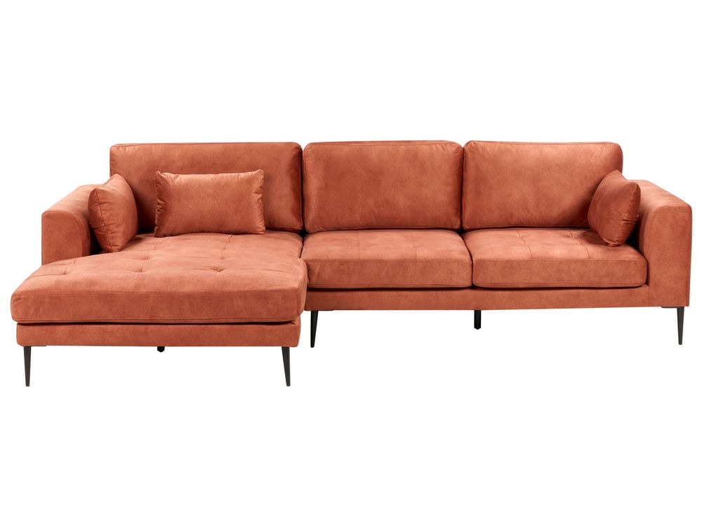 Velvet Right Hand Corner Sofa Orange FLAM Beliani