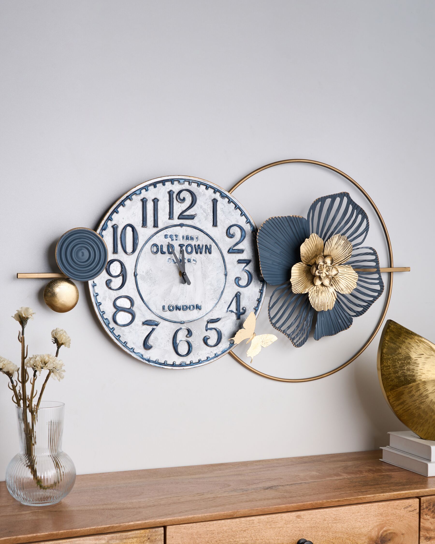 Wall Clock BERKERIUM 90 cm Metal Blue | Beliani.co.uk