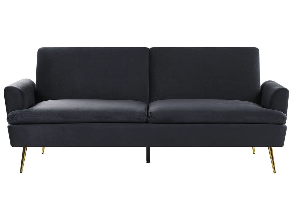 Velvet Sofa Bed Black VETTRE Beliani