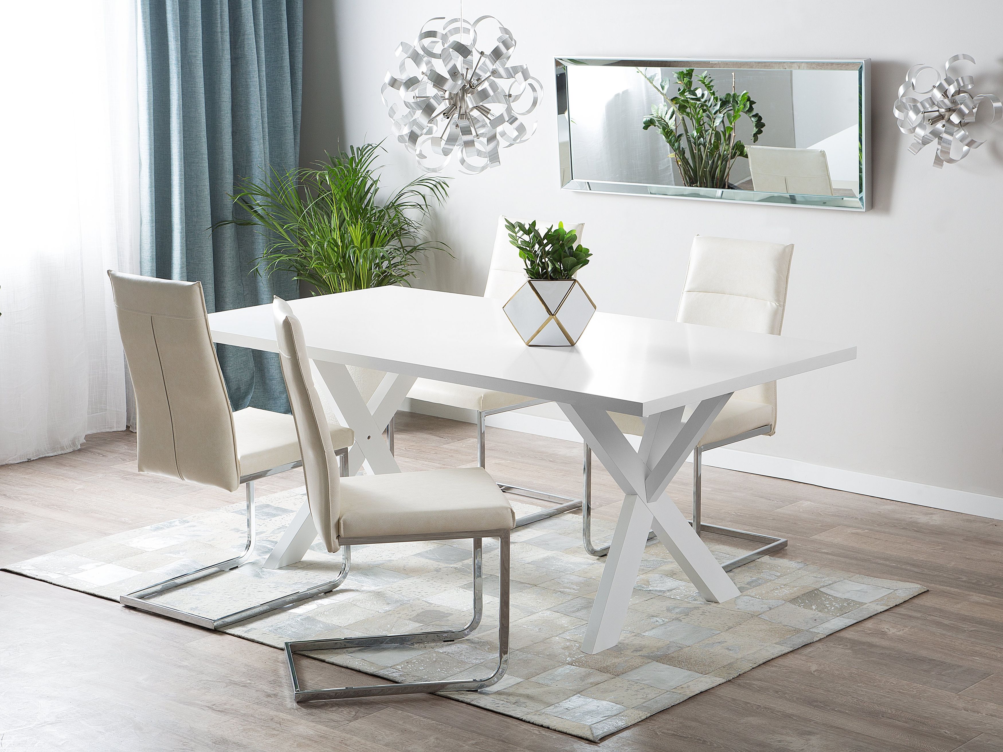 Dining Table LISALA 180 cm 100 cm White | Beliani.co.uk