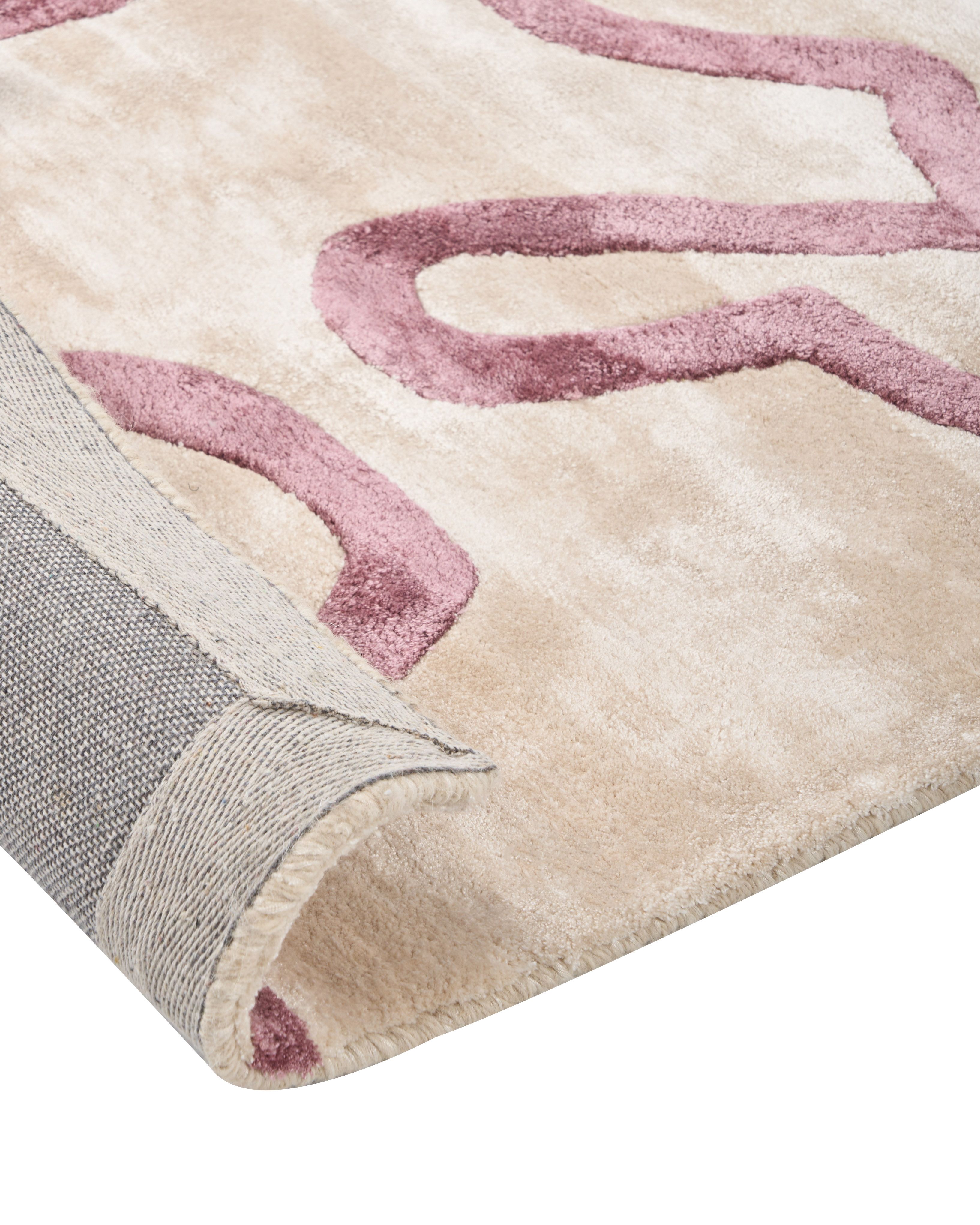 Matto viskoosi beige/vaaleanpunainen 160 x 230 cm KAPPAR | Beliani.fi