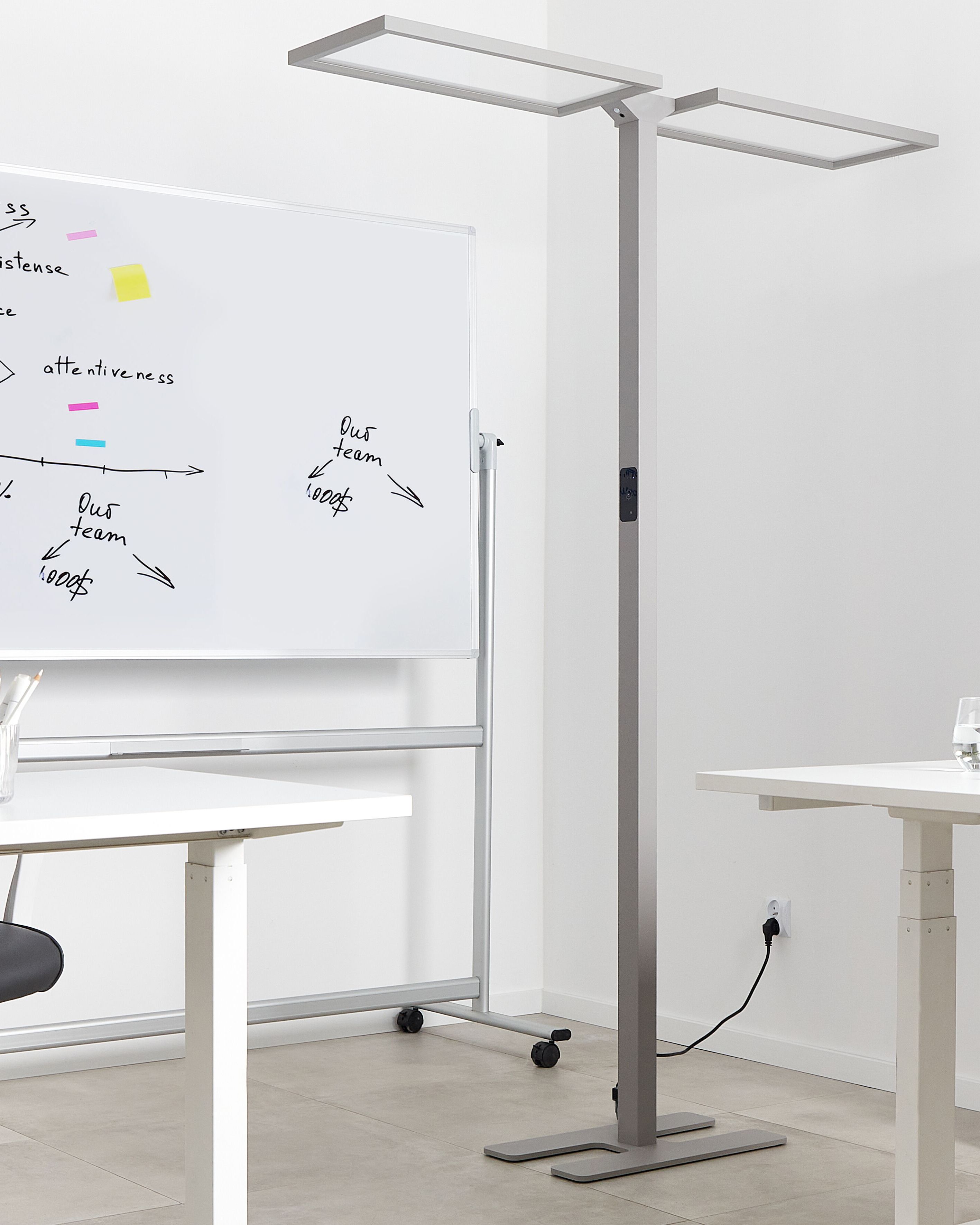 LED Floor Lamp SCULPTOR with Motion Sensor Metal Silver | Beliani.co.uk