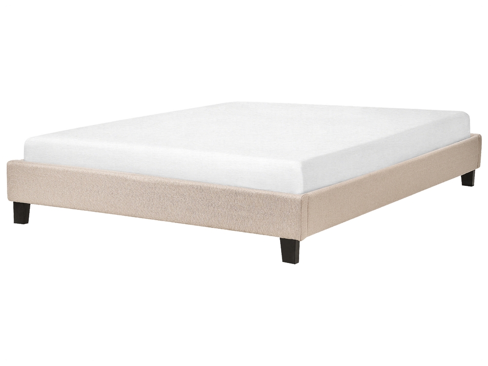 Beige fabric double bed frame store