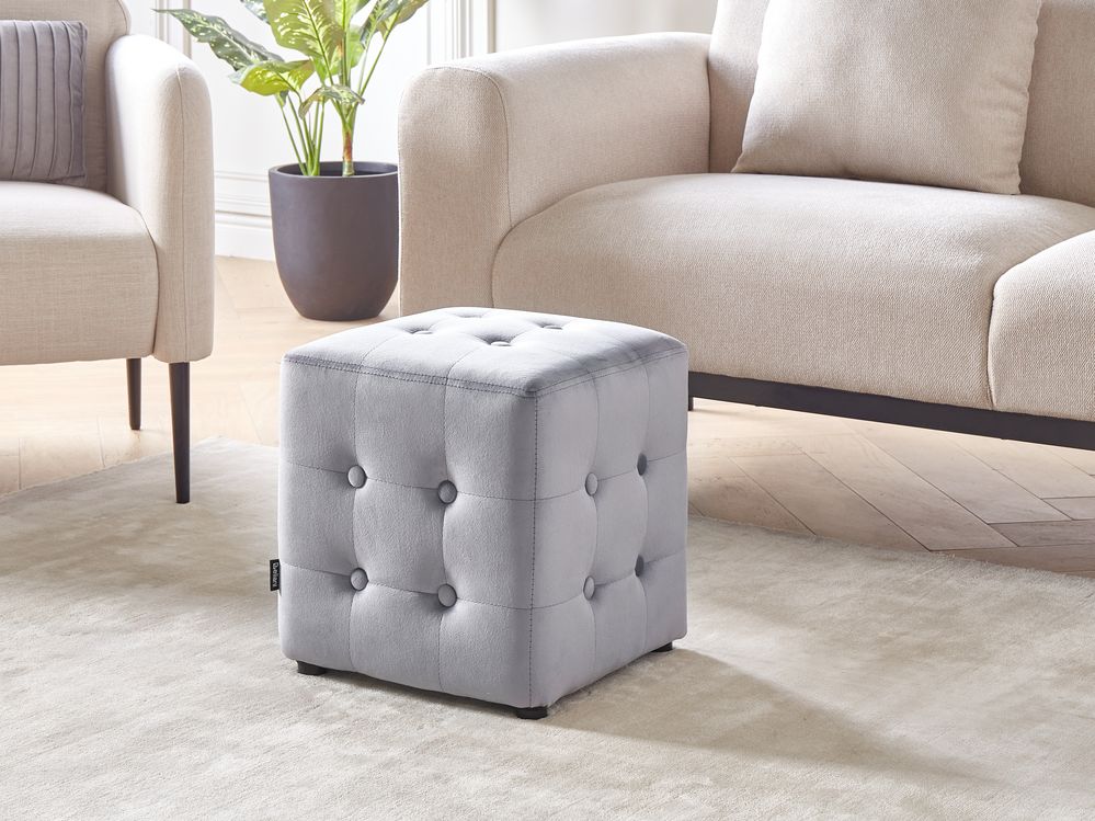 Velvet Pouffe Grey WISCONSIN Beliani.cz