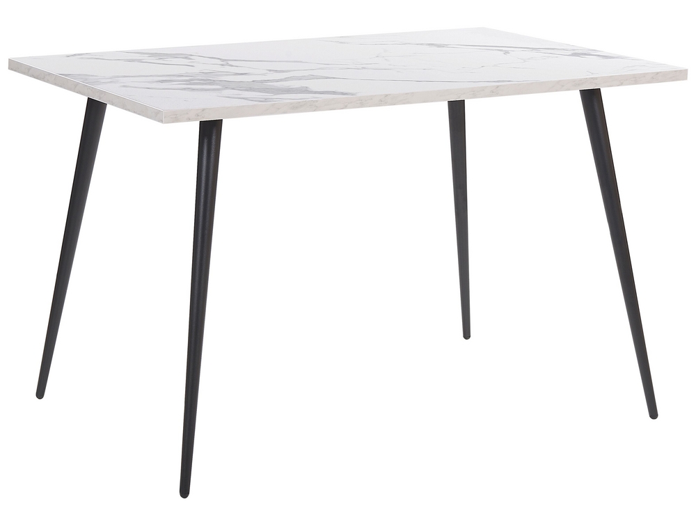 Dining Table 120 x 80 cm White Marble Effect with Black SANTIAGO Beliani