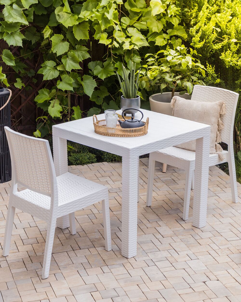 Set of 2 Garden Chairs FOSSANO Synthetic Material White Beliani