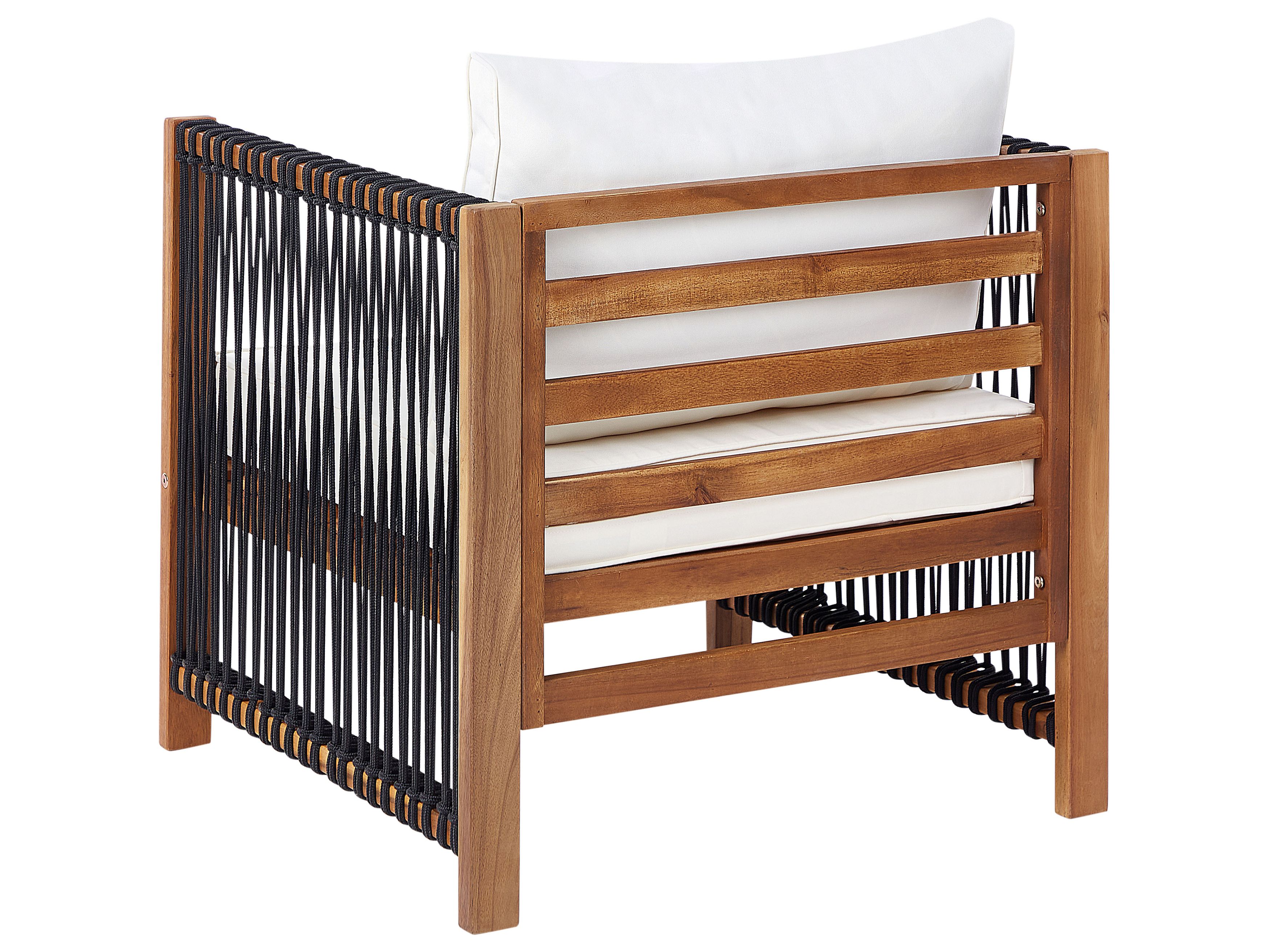 Garden Lounge Set with Table 4 Seater ANTRIA Acacia Wood Black ...