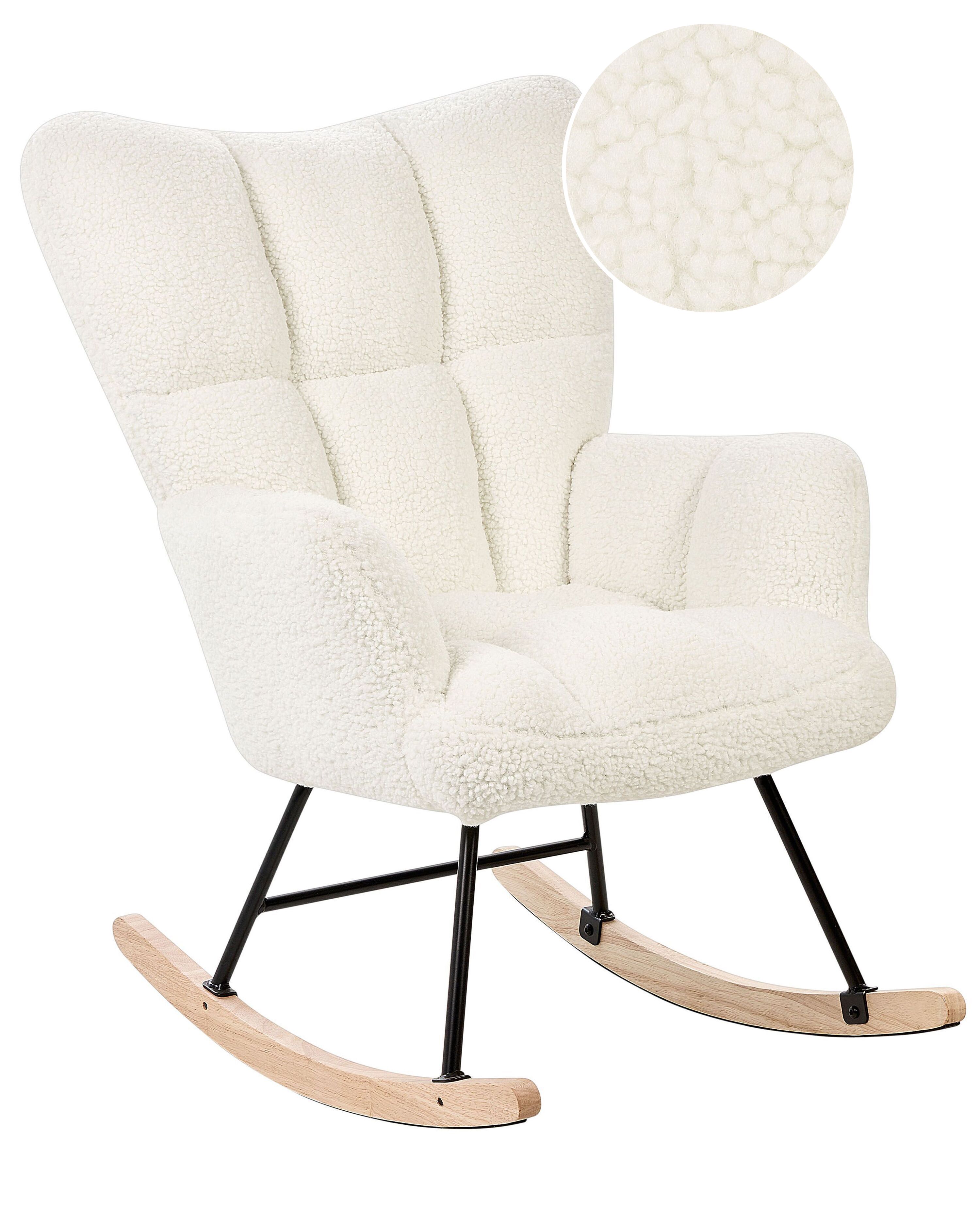Boucle Rocking Chair White OULU | Beliani.co.uk