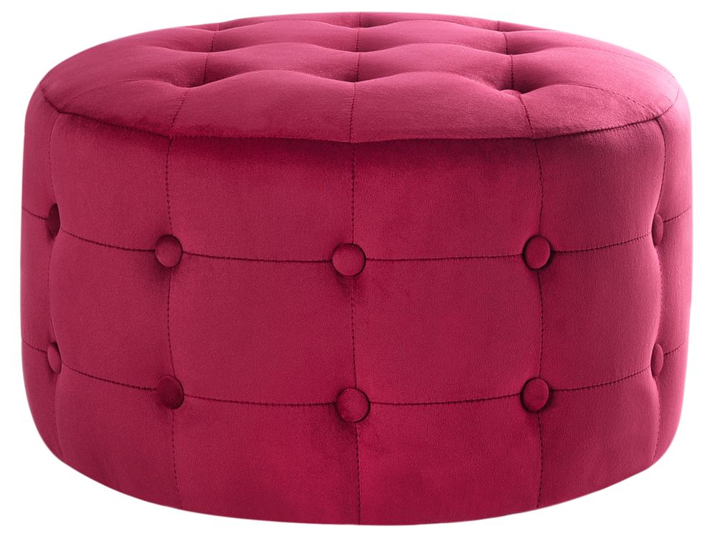 Velvet Pouffe Footstool Red TAMPA Beliani.ch