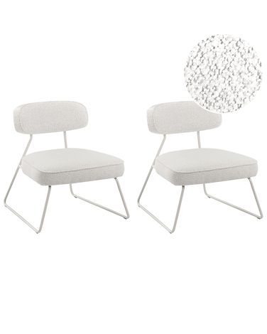 Set of 2 Armchairs FROVI Fabric Off-White | Beliani.co.uk