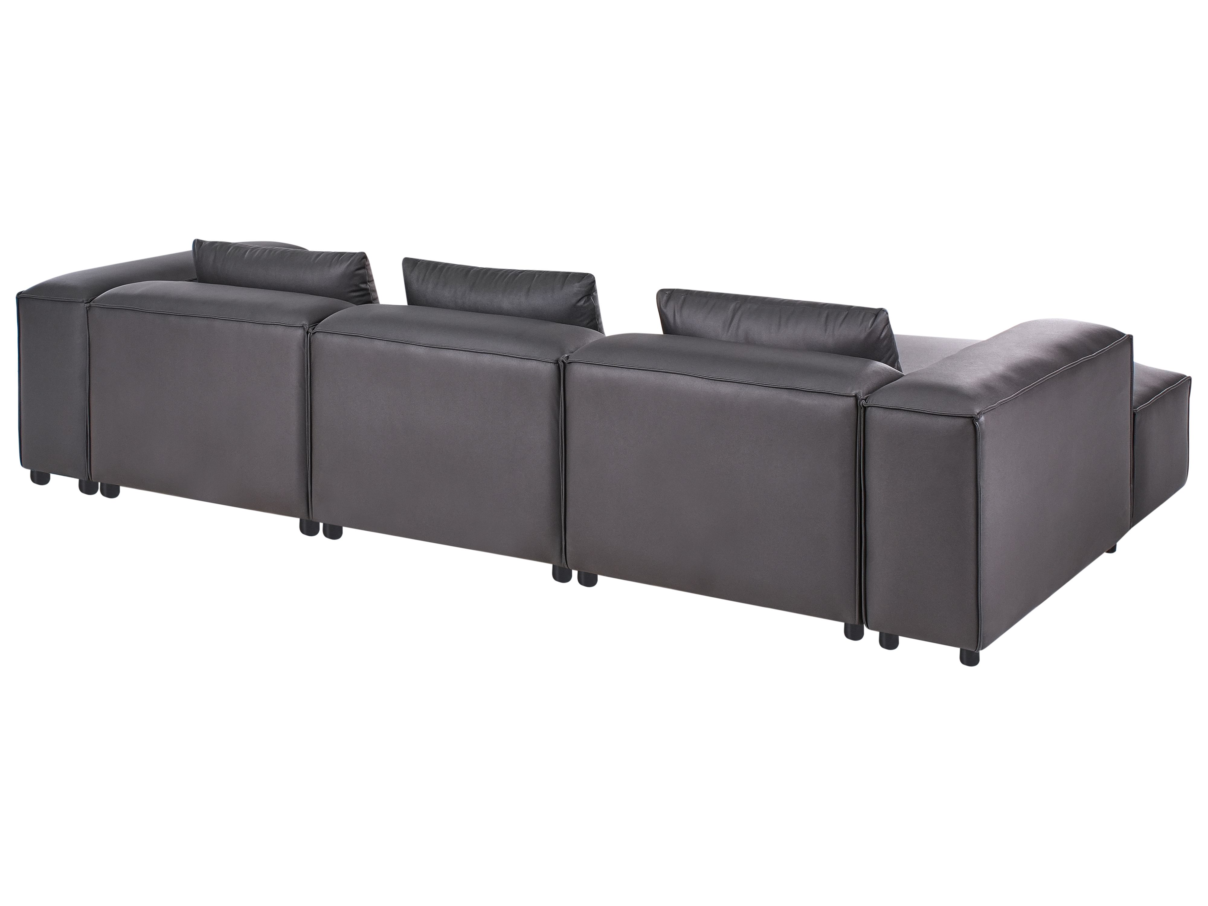 Modulaire hoekbank 4-zitter BRANDE Kunstleer Zwart Rechterzijde ...