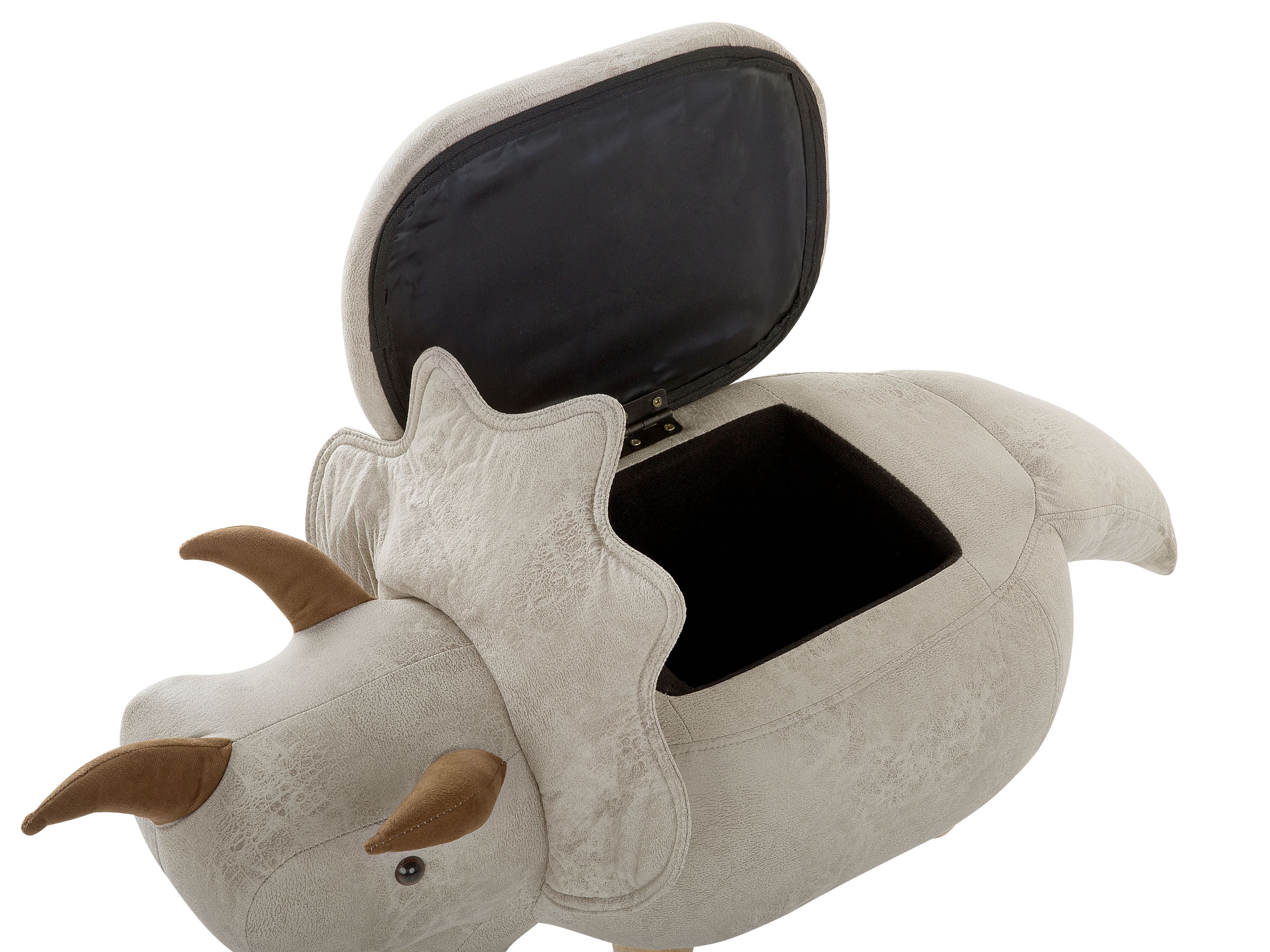 Fabric Storage Animal Stool Light Grey TRICERATOPS | Beliani.co.uk