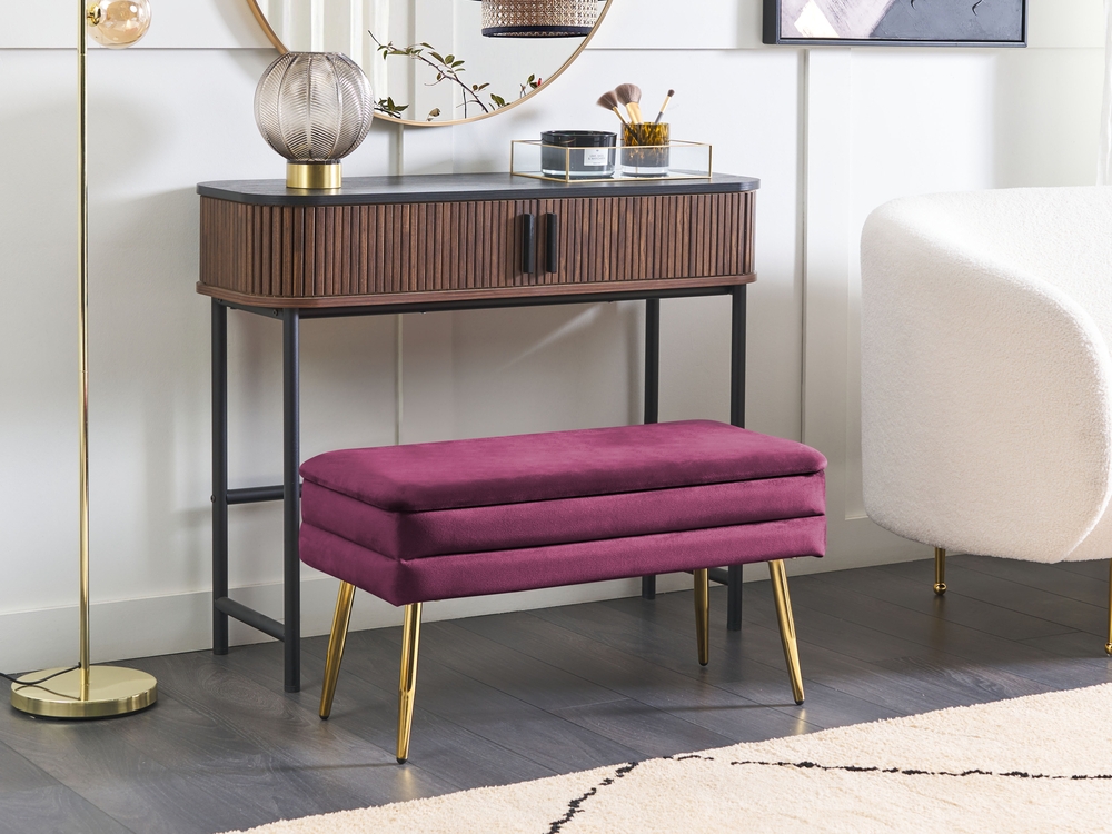 Bedroom Storage Bench Burgundy DURHAM Beliani