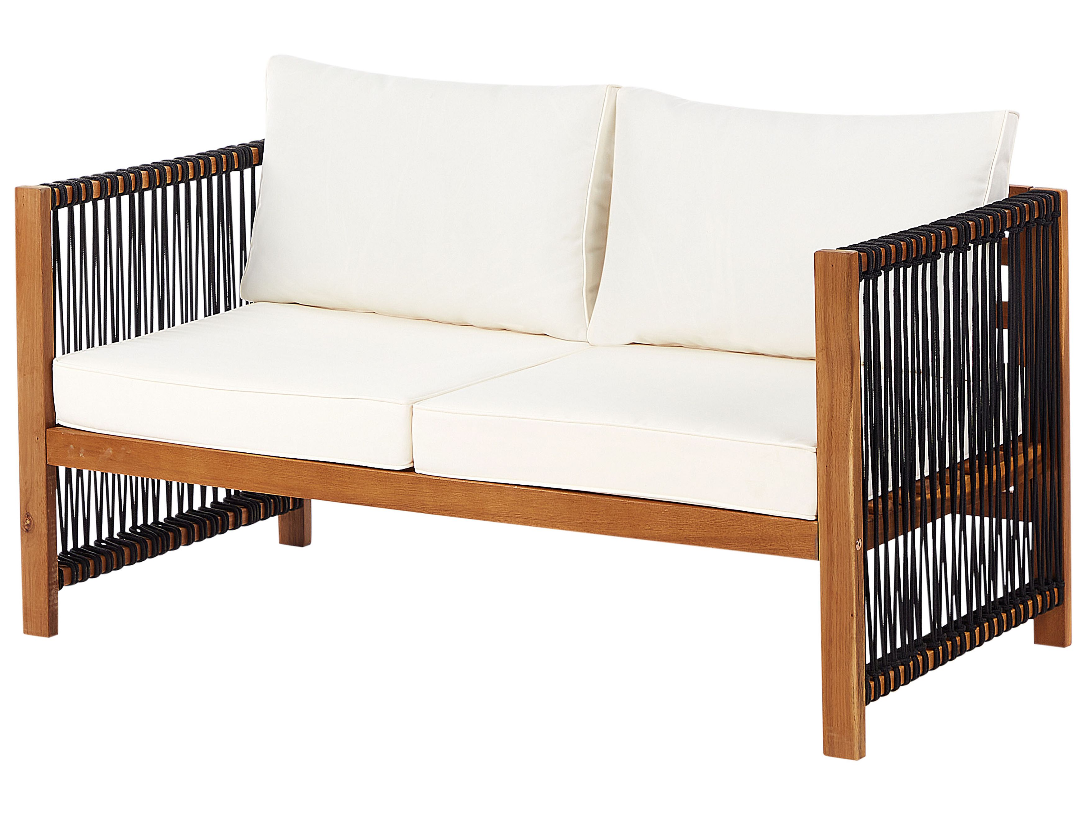 Garden Lounge Set with Table 4 Seater ANTRIA Acacia Wood Black ...