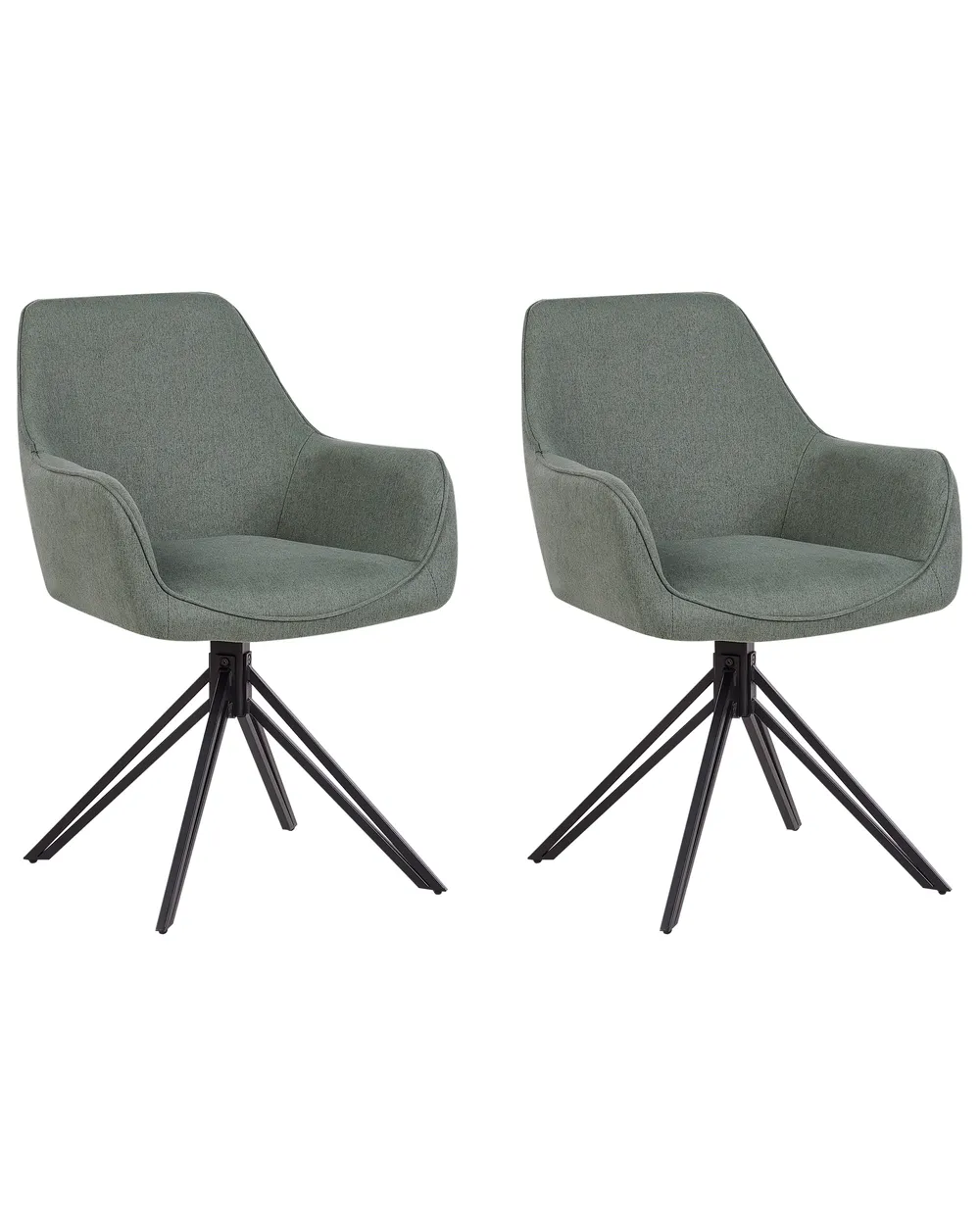 Set of 2 Dining Chairs Swivel JODAR Fabric Green | Beliani.es