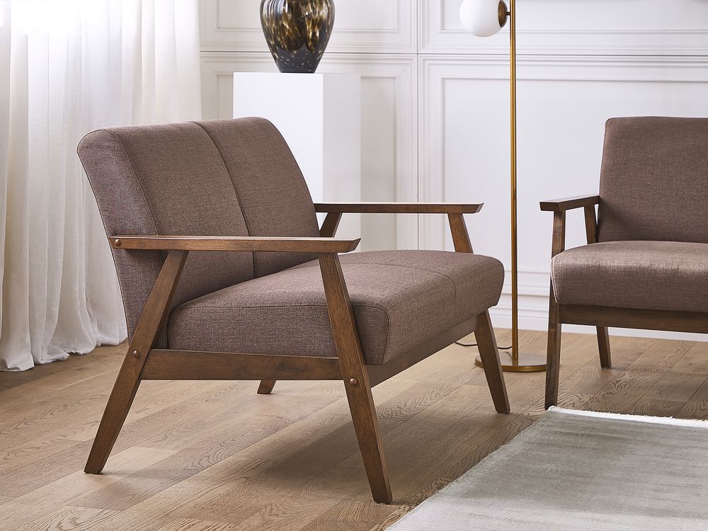 2 Seater Fabric Sofa Brown ASNES Beliani