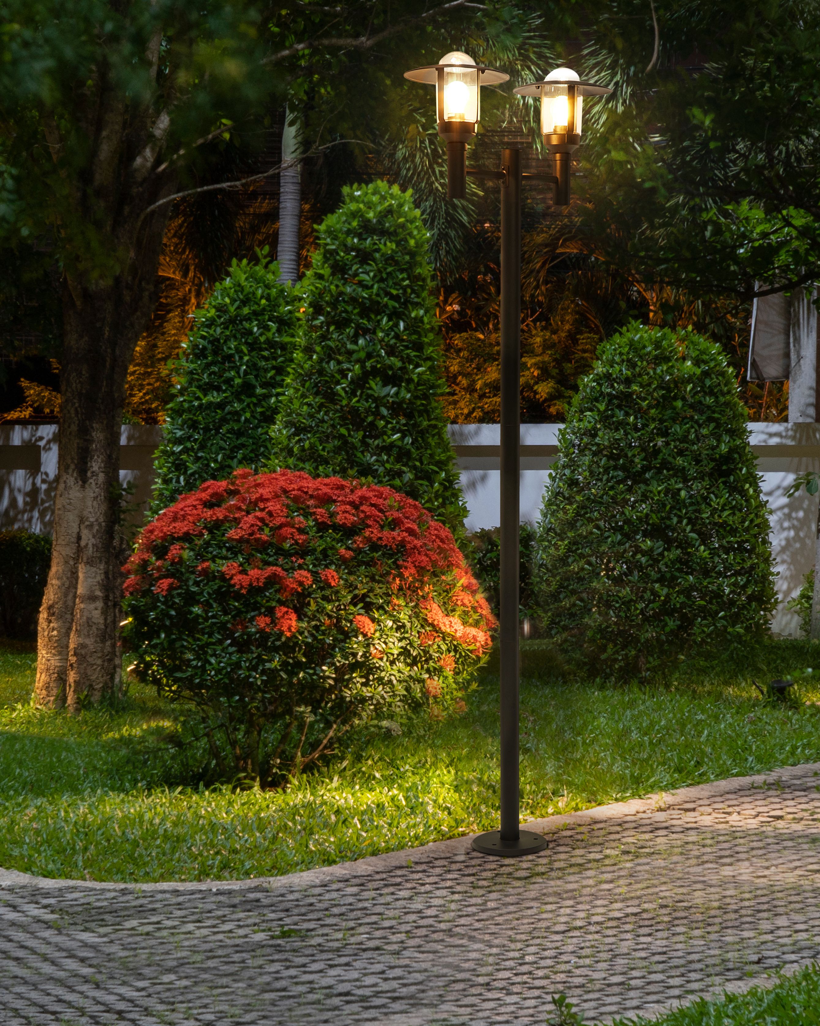 2 Light Outdoor Lamp Post Black TIZU | Beliani.co.uk