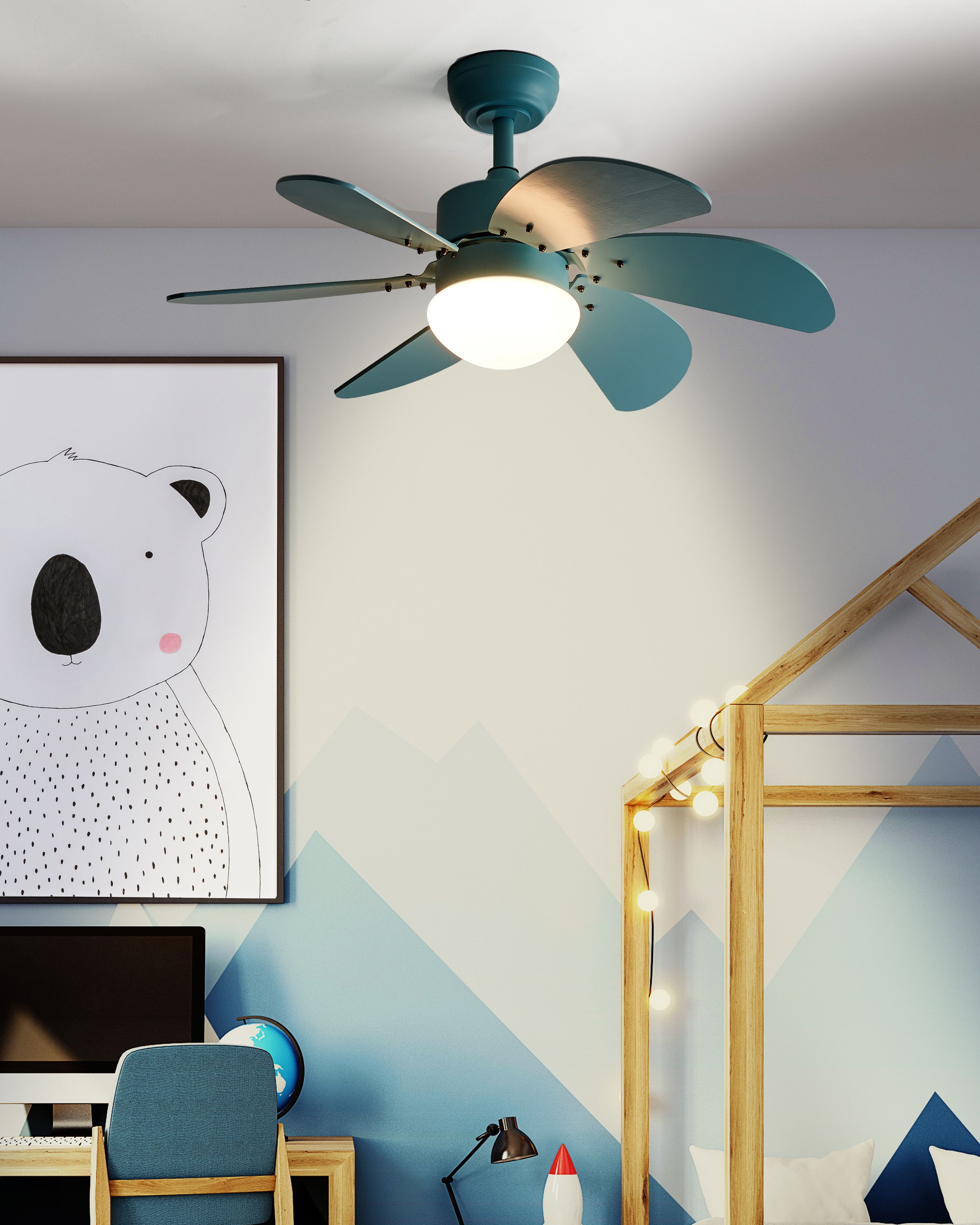 Ventilator med lys LOGAR Med fjernbetjening Blå | Beliani.dk