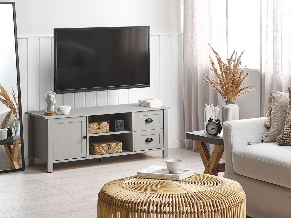 TV Stand Light Grey HONOLULU Beliani