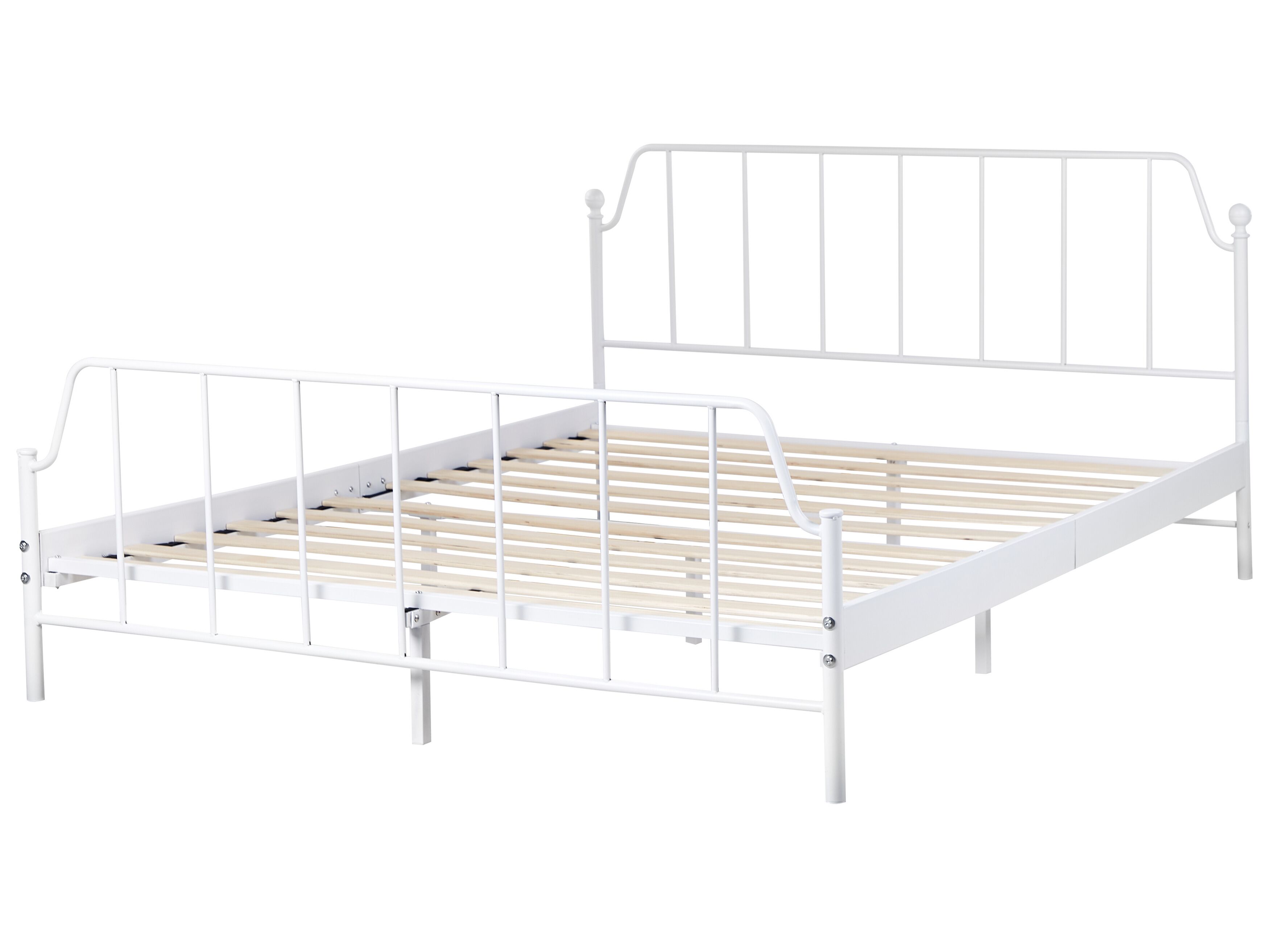 Lit avec sommier Métal MAURESSAC 160 x 200 cm Blanc | Beliani.fr
