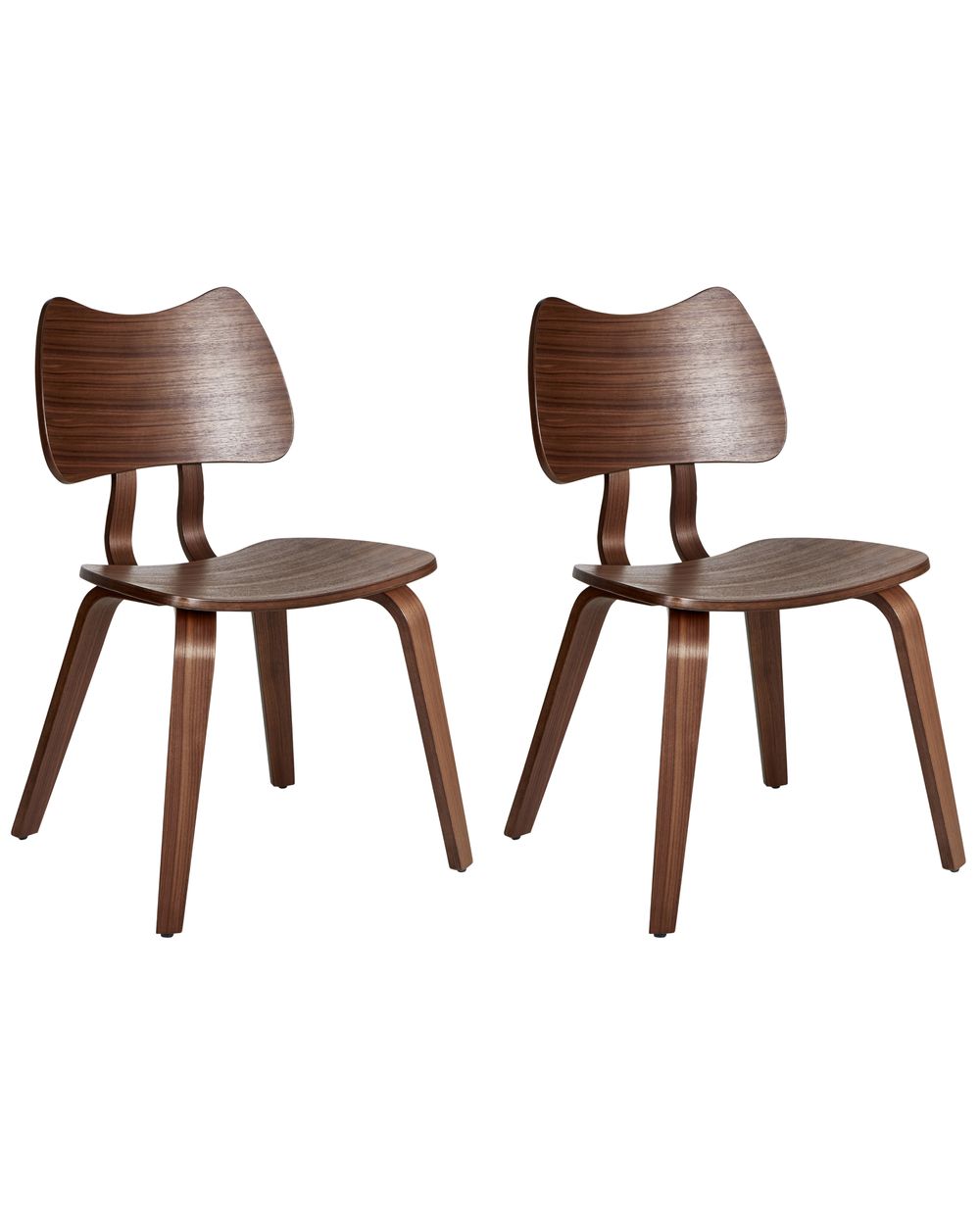 Set van 2 eetkamerstoelen LYNN Hout Donkerbruin/wit | Beliani.nl