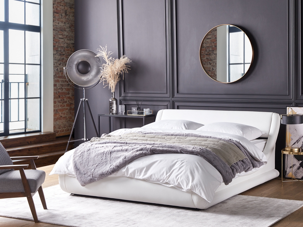 Faux leather ottoman double bed store