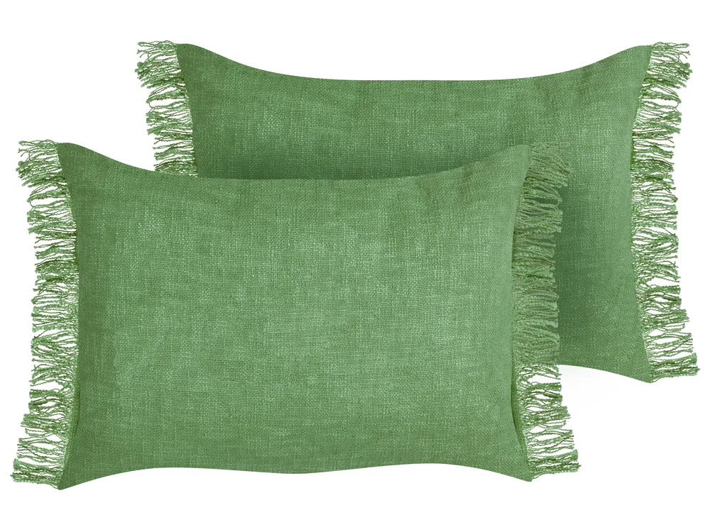 Set of 2 Decorative Cushions BLUEBELL Velvet 45 x 45 cm Dark Green ...