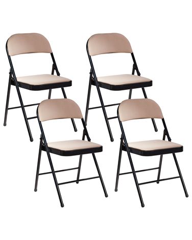 Set of 4 Folding Chairs SPARKS Beige | Beliani.co.uk