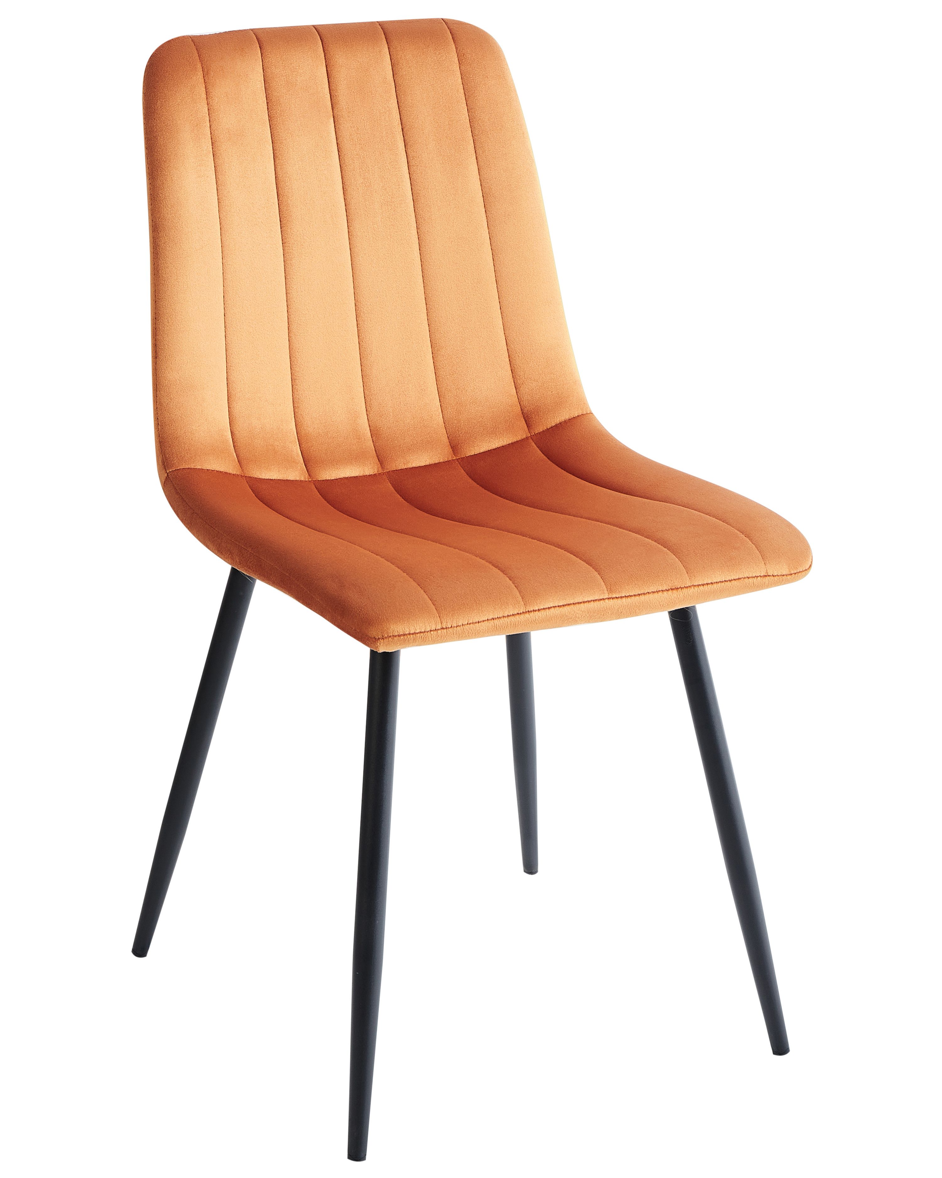 Set of 4 Dining Chairs KALISPELL Velvet Orange | Beliani.co.uk