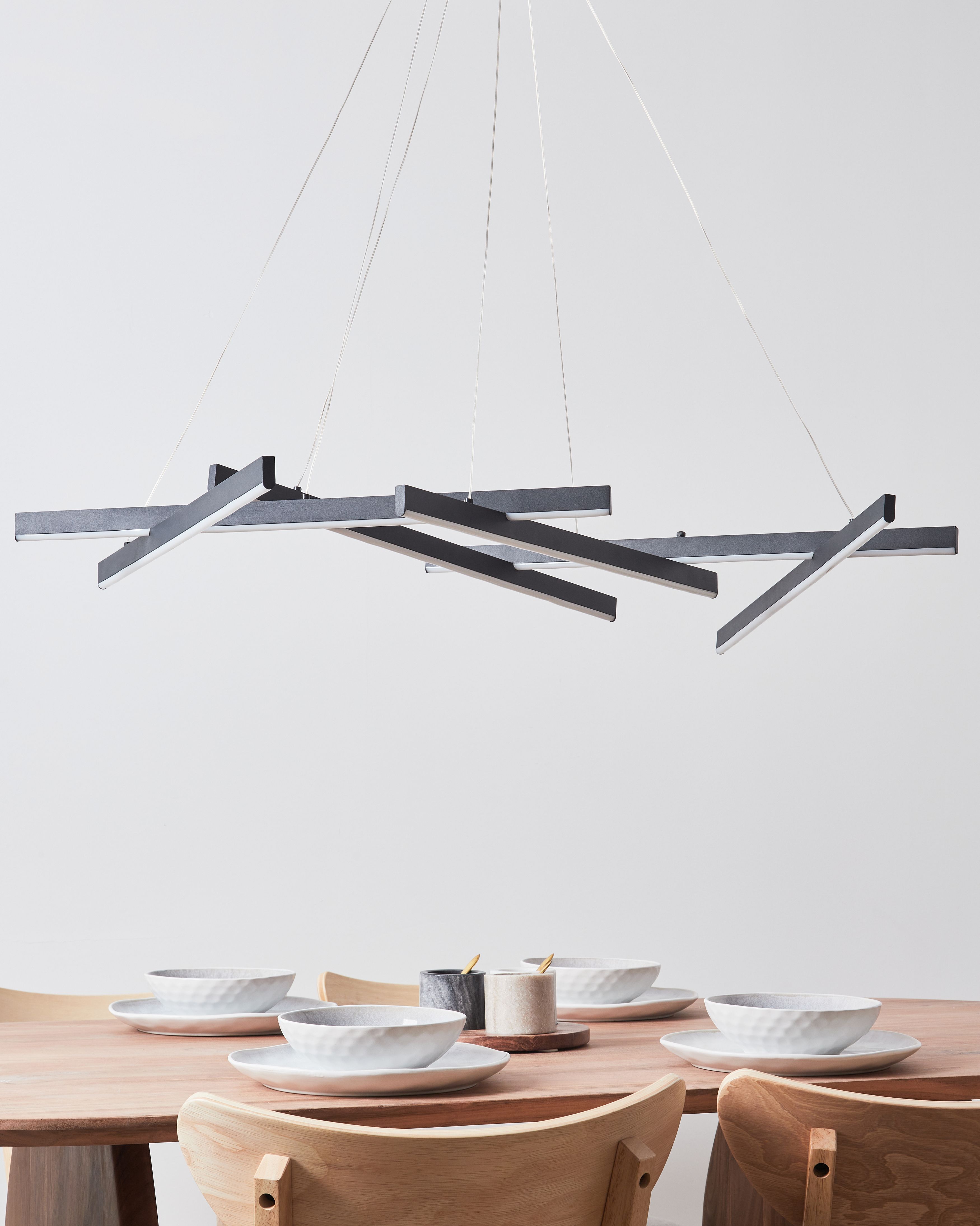 LED Pendant Lamp KANDRA with Dimmer Metal Black | Beliani.co.uk