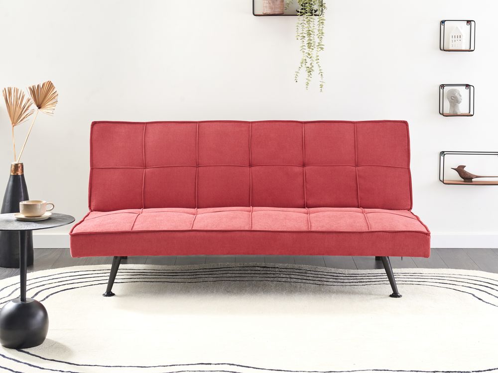 Fabric Sofa Bed Red HASLE Beliani