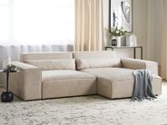 Left Hand 2 Seater Modular Velvet Corner Sofa Beige HELLNAR | Beliani.co.uk