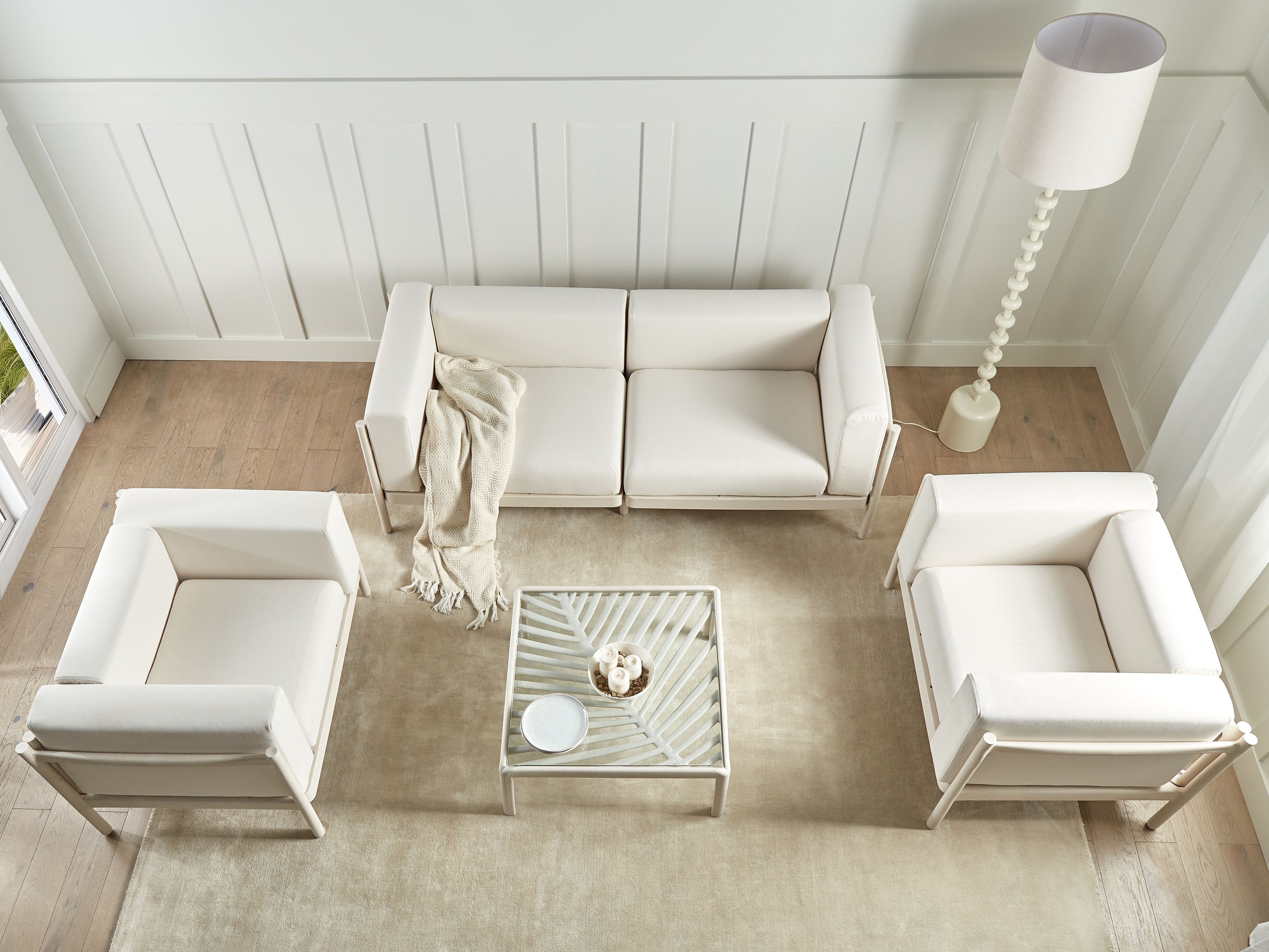 Garden Lounge Set with Table 4 Seater FERRETTI Light Beige | Beliani.co.uk