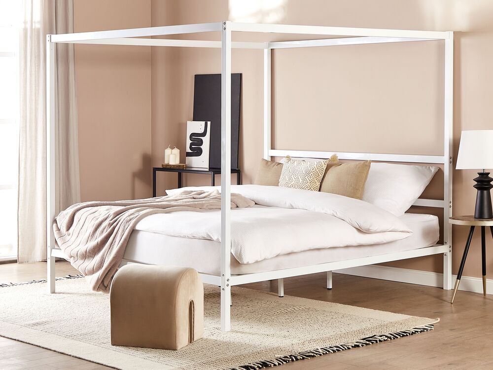 White four poster bed super king store