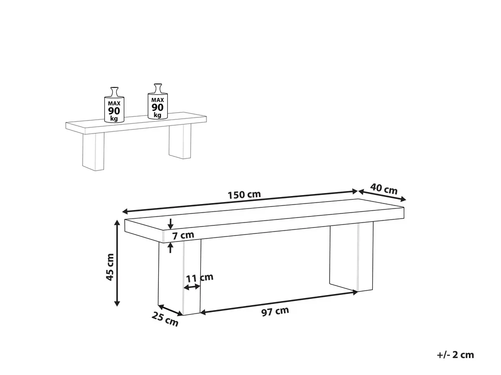 concrete bench dimensions