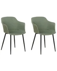 Set of 2 Dining Chairs ELIM Fabric Dark Green | Beliani.co.uk
