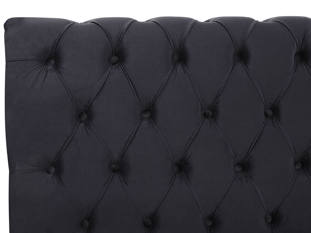 Black velvet headboard double store