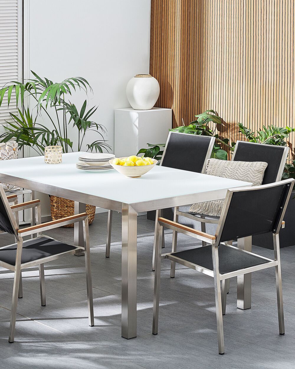 Set of 6 Garden Chairs GROSSETO Stainless Steel Black Beliani