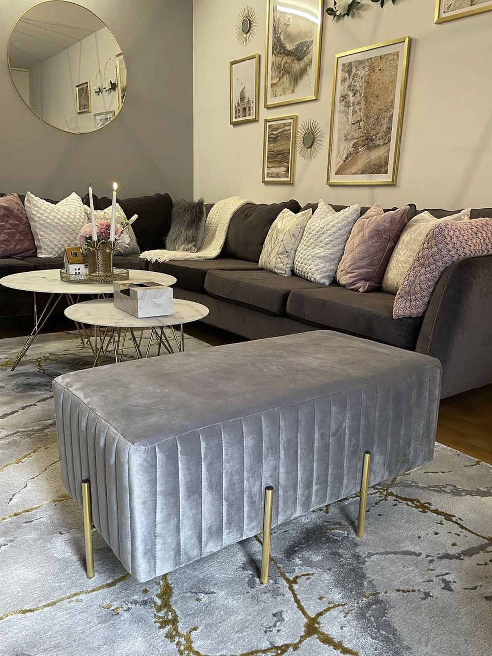 Velvet Bench Grey DAYTON Beliani
